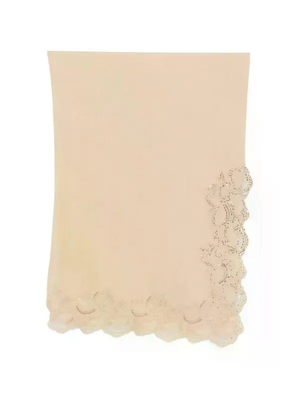Ermanno Scervino Lace-trim Sequin-embellished Scarf - Neutrals