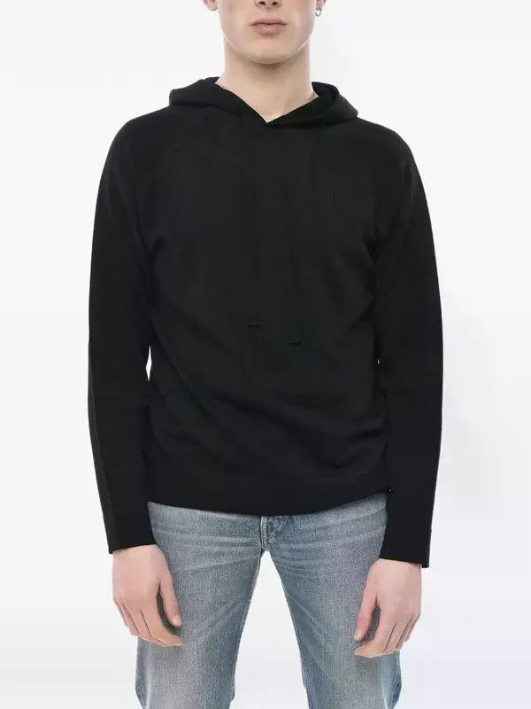 PAOLO PECORA Wool Hoodie - Black