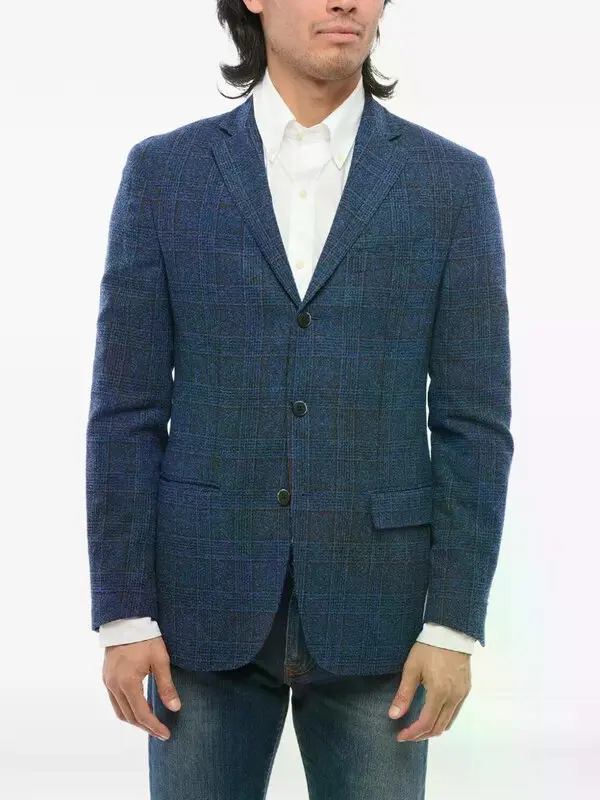 Corneliani Checked Single-breasted Blazer - Blue
