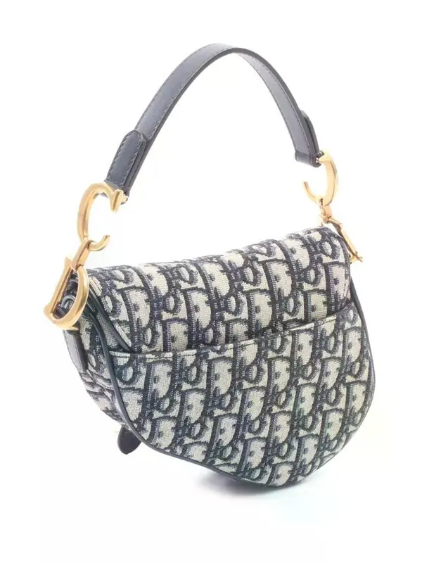Dior 2010-2026 Mini Oblique Canvas Saddle Bag Satchel - Blue