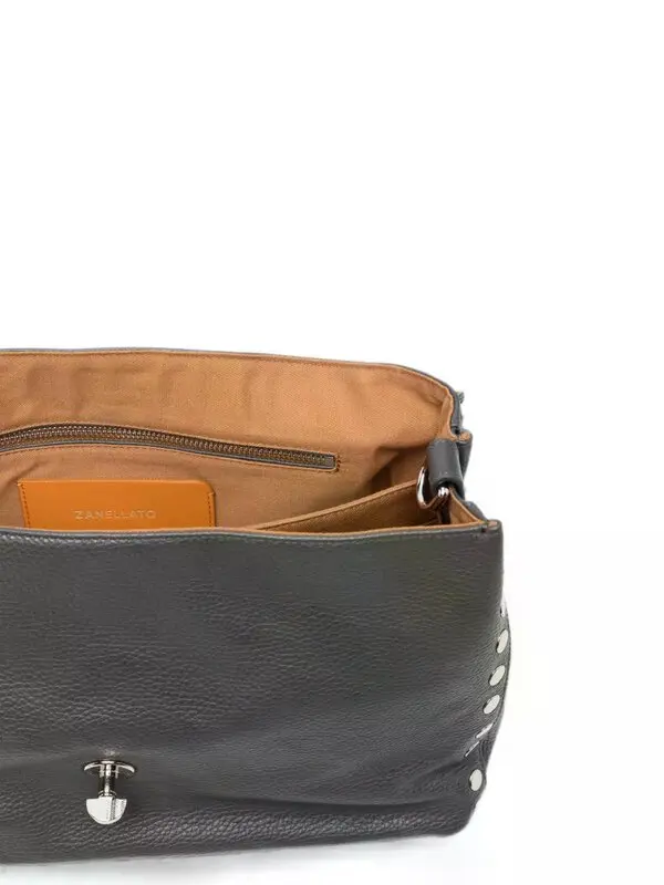 ZANELLATO Medium Postina Stud-embellished Leather Tote Bag - Grey