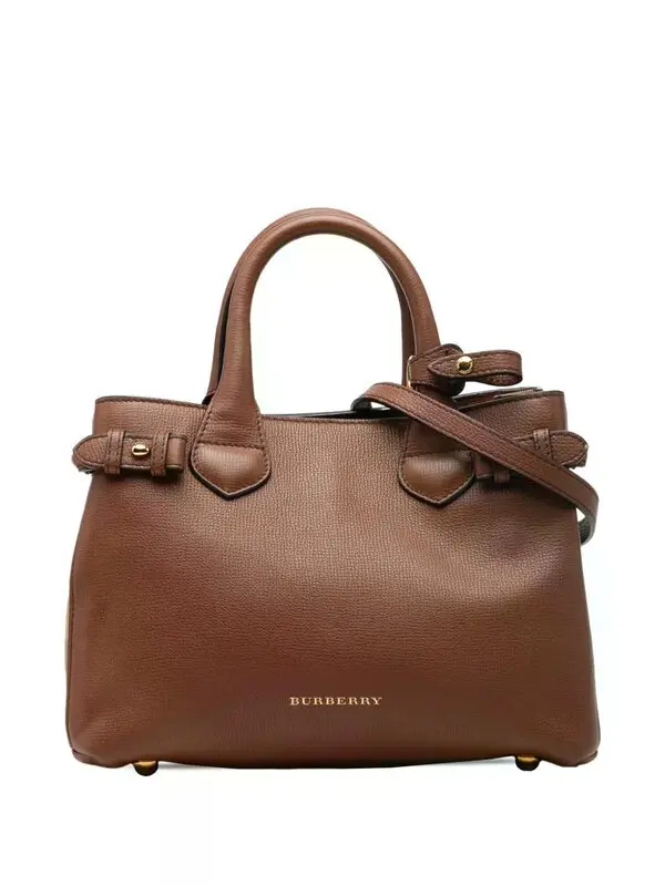 Burberry 2000-2017 Small Grainy Calfskin And House Check Banner Satchel