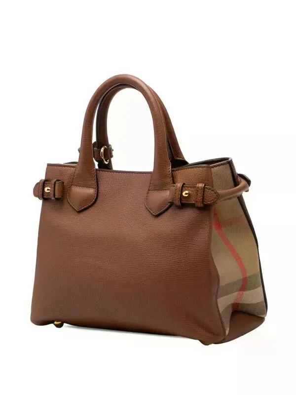 Burberry 2000-2017 Small Grainy Calfskin And House Check Banner Satchel