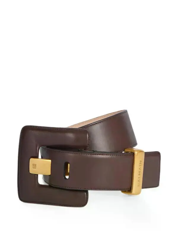 Balmain Anthem Smooth-leather Belt - Brown