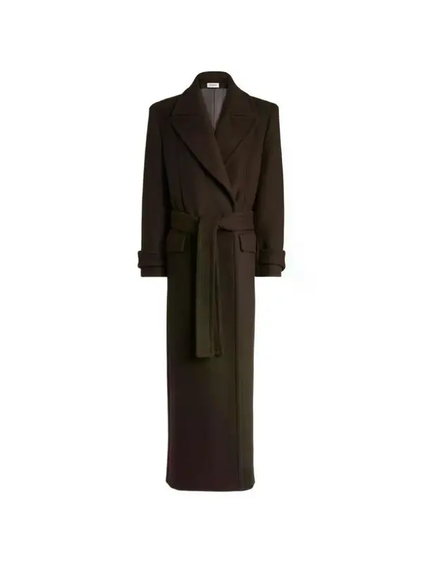 Balmain Belted Wool Cloth Coat - Brown
