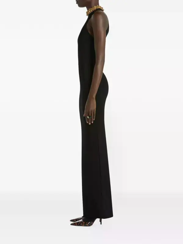 Balmain Long Milano Jersey Dress With Embroidery