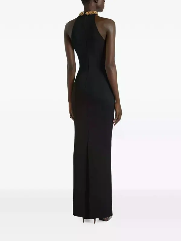 Balmain Long Milano Jersey Dress With Embroidery