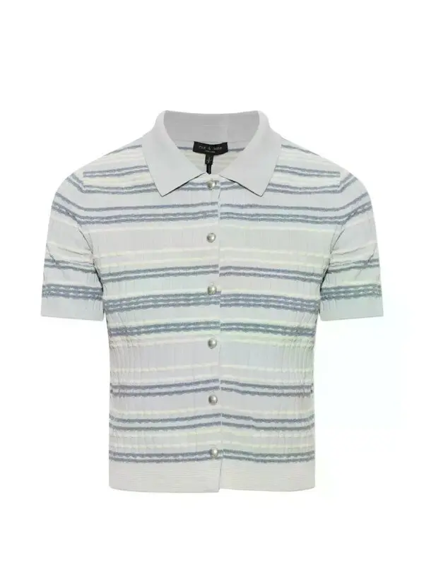 Rag & Bone Striped Short-sleeve Cardigan - Blue