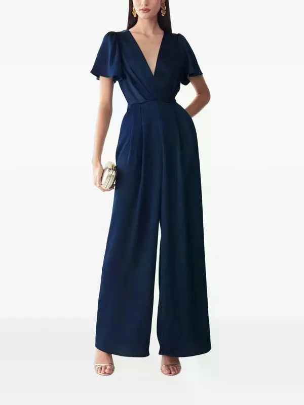 ST MRLO Imani V-neck Pleated Jumpsuit - Blue