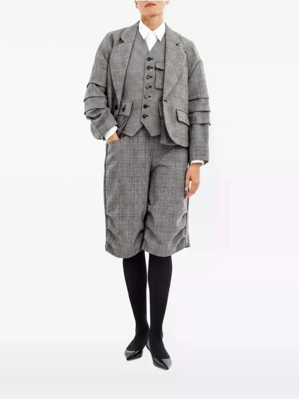 Comme Des Garçons Check Tiered-sleeve Jacket - Black