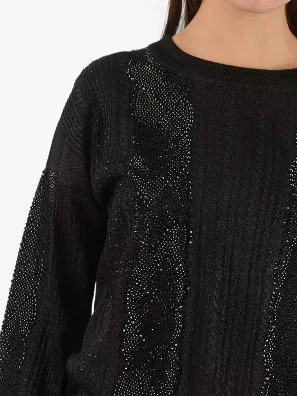Philipp Plein Crystal-embellished Cable-knit Sweater