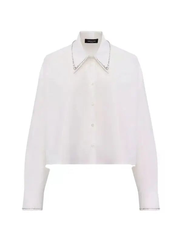 Fabiana Filippi Monili-embellished Cropped Shirt - White
