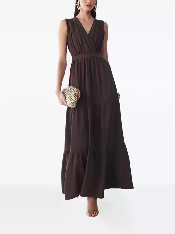 ST MRLO Elowyn Pleated Tiered Maxi Dress - Brown