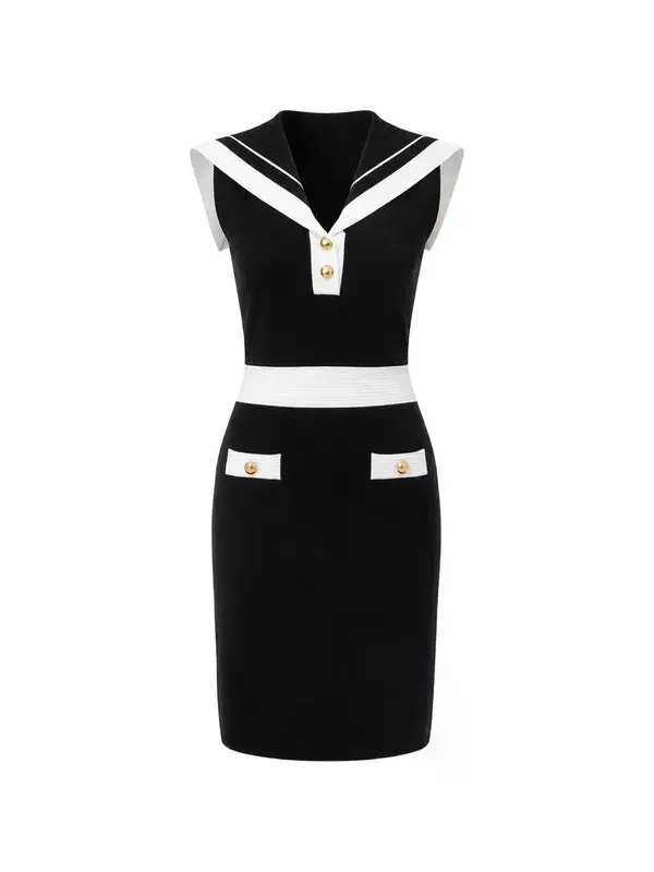 Karl Lagerfeld Sailor-collar Contrast-trim Mini Dress - Black