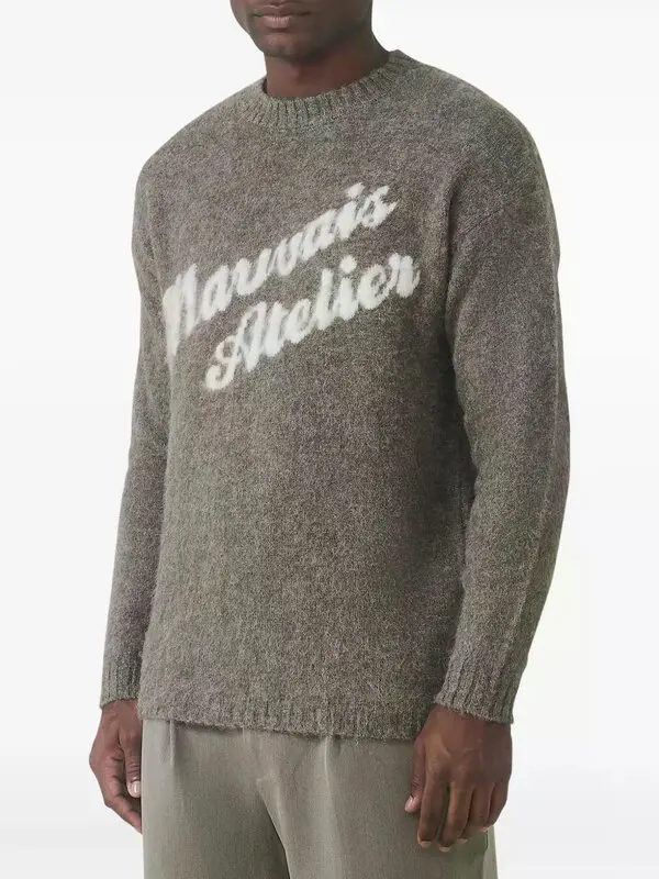 MAUVAIS Logo-intarsia Brushed-knit Sweater - Grey
