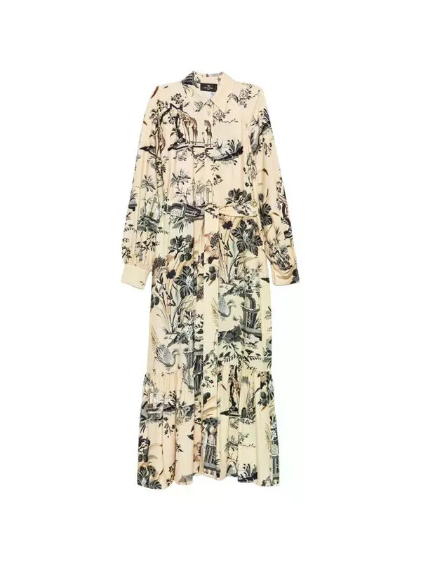 Etro Scenic-print Tiered Maxi Dress - Neutrals
