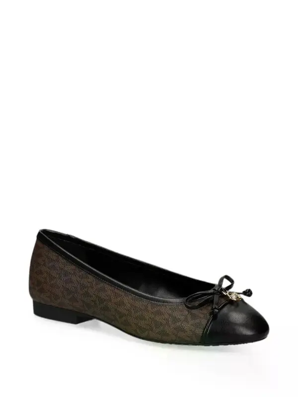 Michael Kors Piper Flex Logo-print Bow-detail Ballet Flats - Brown