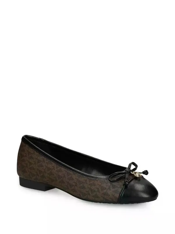 Michael Kors Piper Flex Logo-print Bow-detail Ballet Flats - Brown