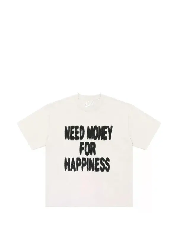 MELT Slogan-print Cotton T-shirt - Neutrals