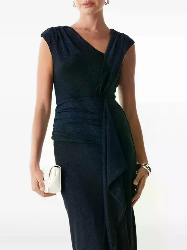 BWLDR V-neck Maxi Dress With Ruched Detail - Blue