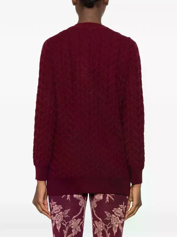 Etro Burgundy Paisley Jacquard Button-up Cardigan