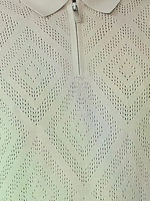 MAUVAIS Chalbi Diamond-pointelle Zip-up Polo Shirt