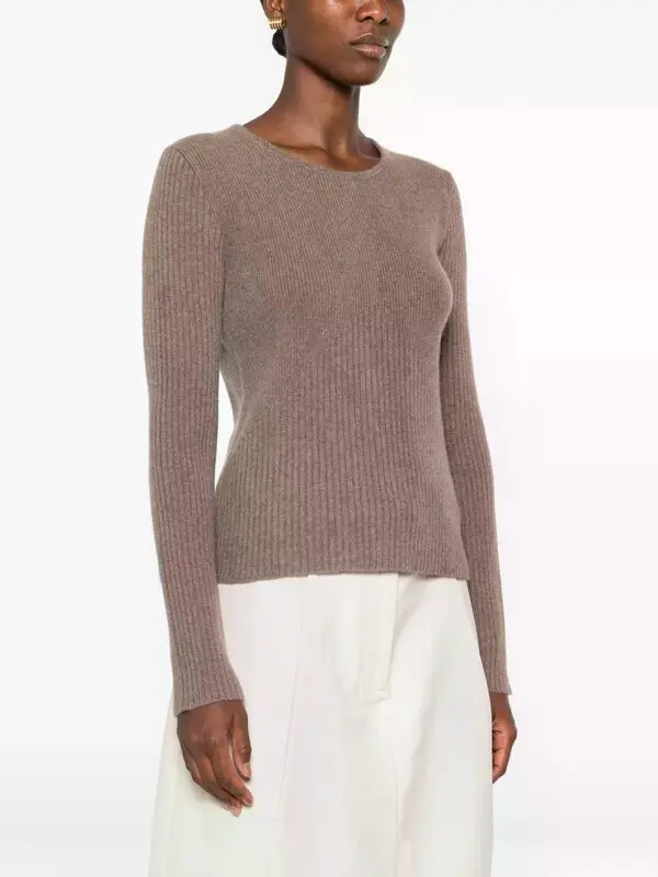 JIL SANDER Ribbed Knit Round Neck Long Sleeve Sweater