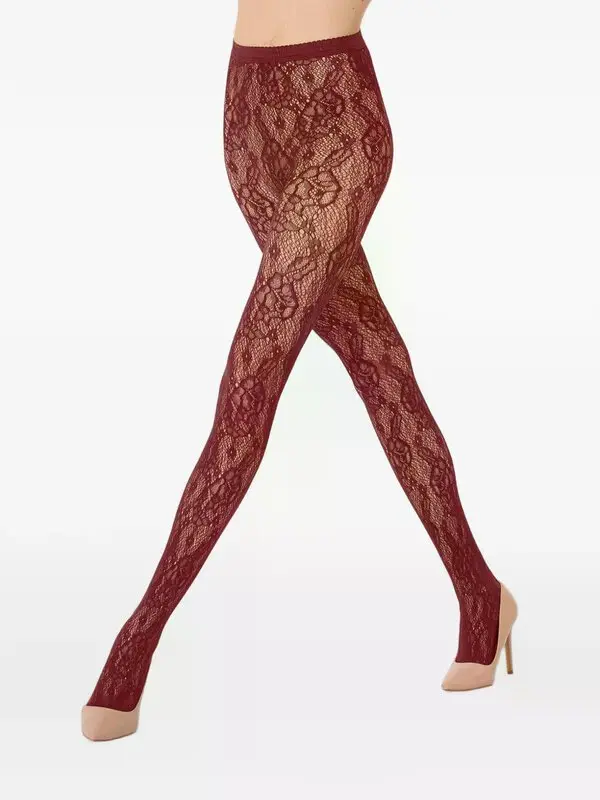 Wolford Floral-detail Net Tights - Red