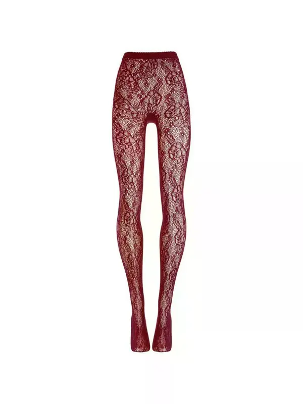 Wolford Infinite Rose Net Tights - Red
