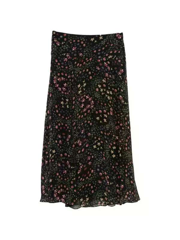 MARANT ETOILE Floral-print Silk Maxi Skirt - Black