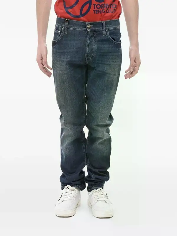 Corneliani Contrasting-stitch Five-pocket Regular-fit Denim Jeans - Blue