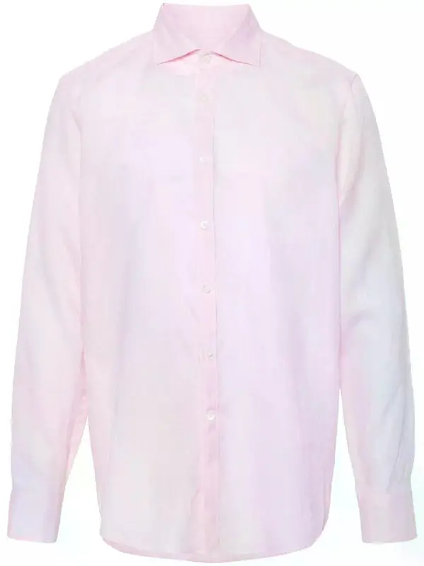 Canali Spread-collar Linen Shirt - Pink