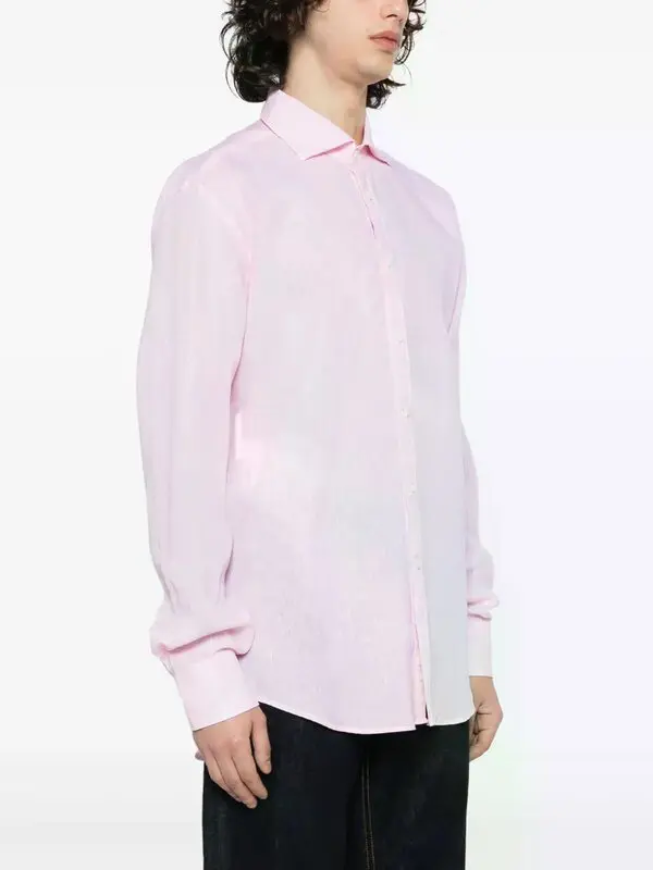 Canali Spread-collar Linen Shirt