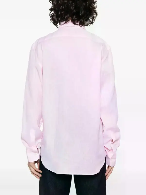 Canali Spread-collar Linen Shirt