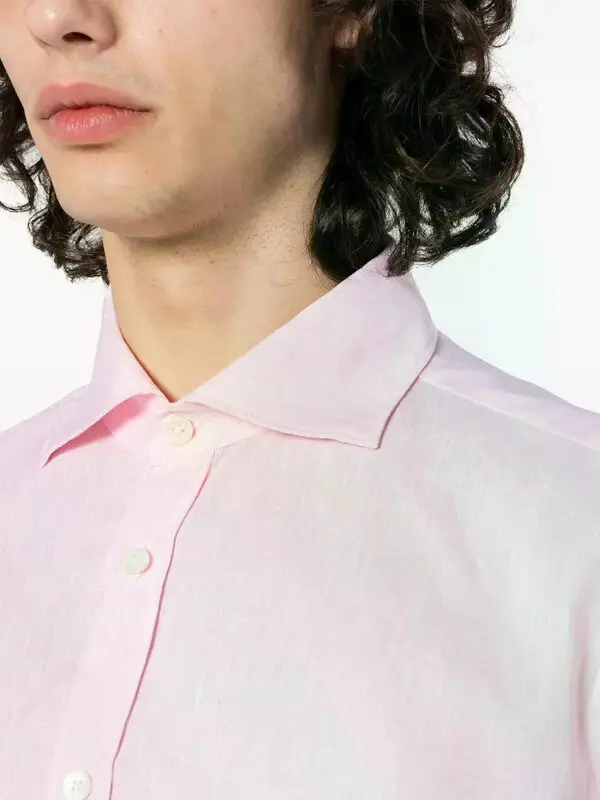 Canali Spread-collar Linen Shirt