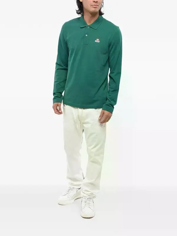 DIESEL® Logo-print Long-sleeve Polo Shirt