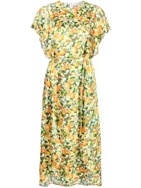 Stella McCartney Printed Silk Short Sleeve Dress