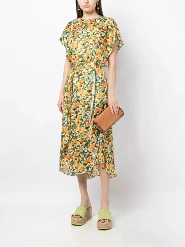 Stella McCartney Printed Silk Short Sleeve Dress