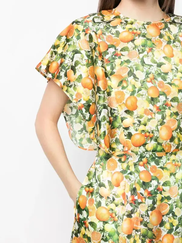 Stella McCartney Printed Silk Short Sleeve Dress