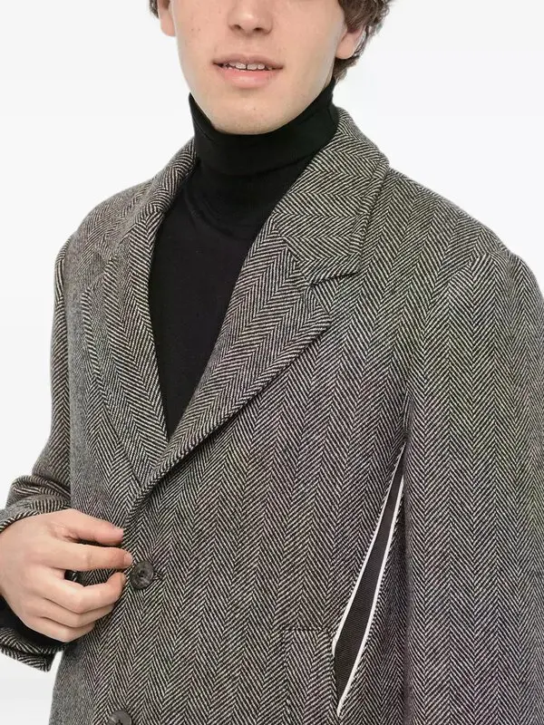 Neil Barrett Herringbone-pattern Single-breasted Coat