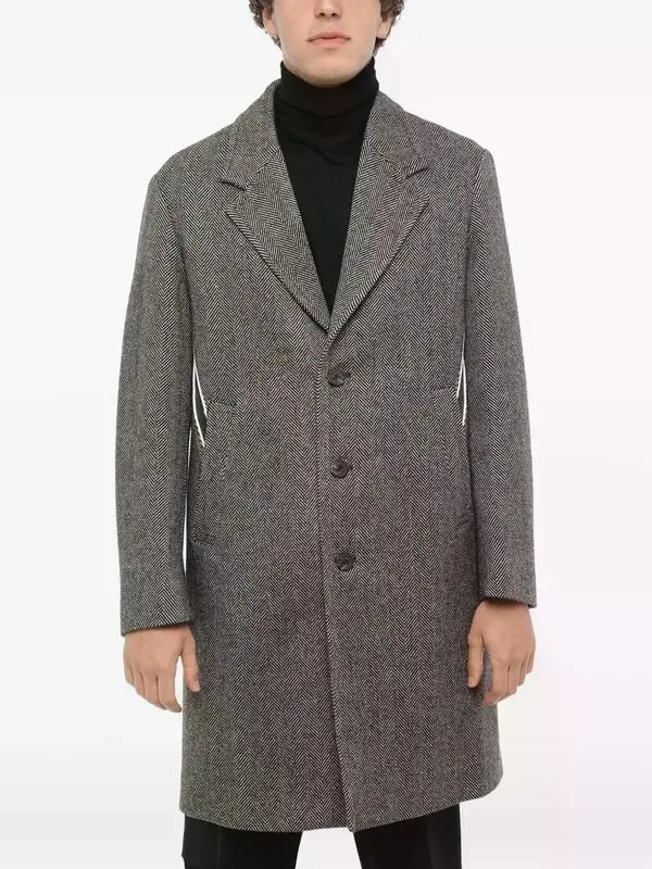 Neil Barrett Herringbone-pattern Single-breasted Coat - Black