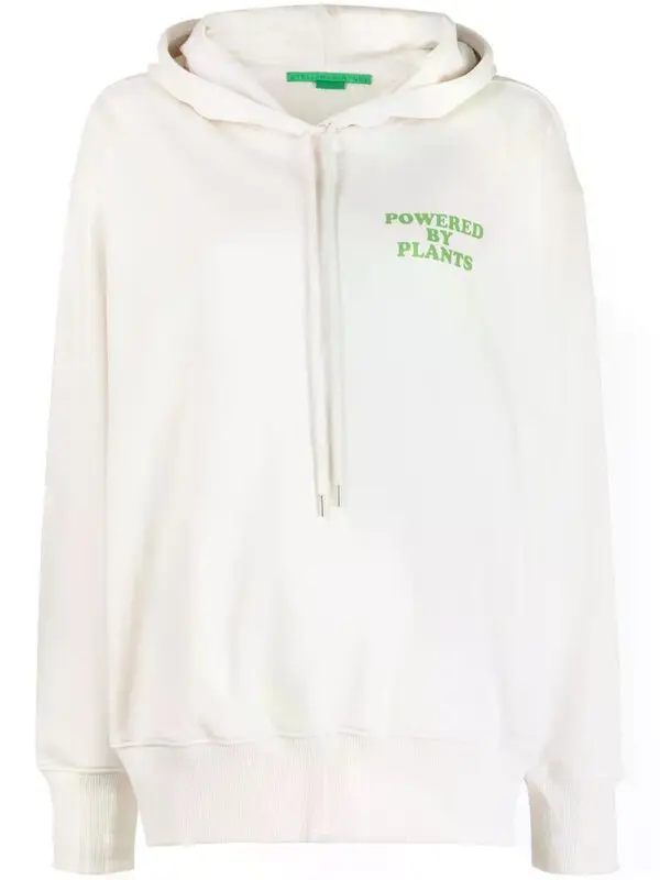 Stella McCartney Slogan-print Drawstring Cotton Hoodie - Neutrals