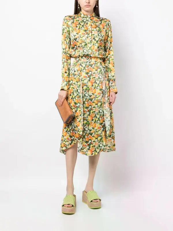 Stella McCartney Fruit-print Midi Silk Skirt