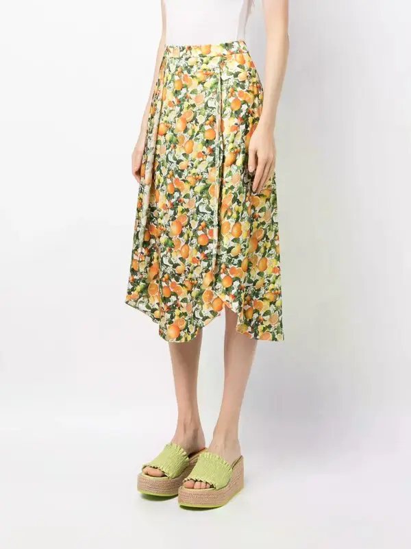 Stella McCartney Fruit-print Midi Silk Skirt