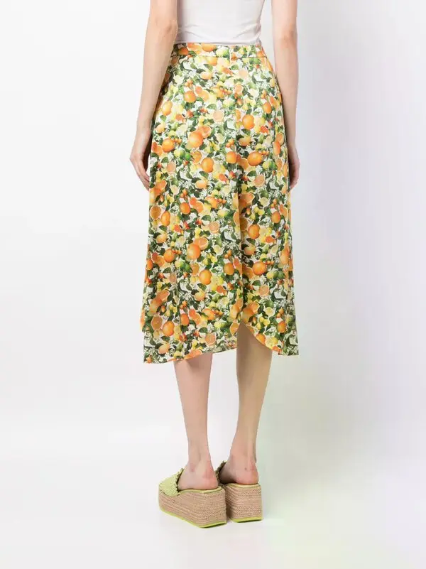 Stella McCartney Fruit-print Midi Silk Skirt