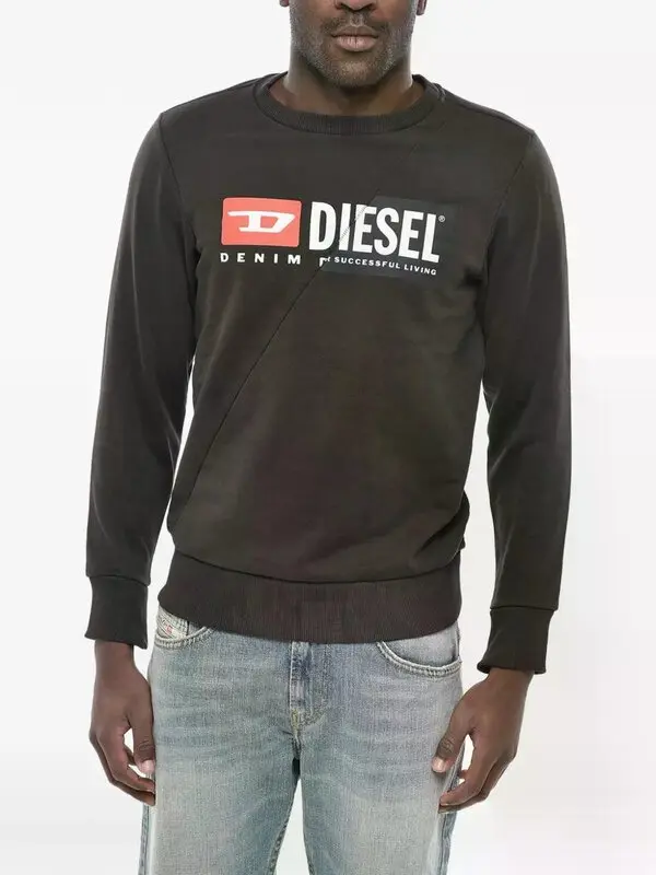 DIESEL® S-girk-cuty Logo-print Panelled Sweatshirt - Black