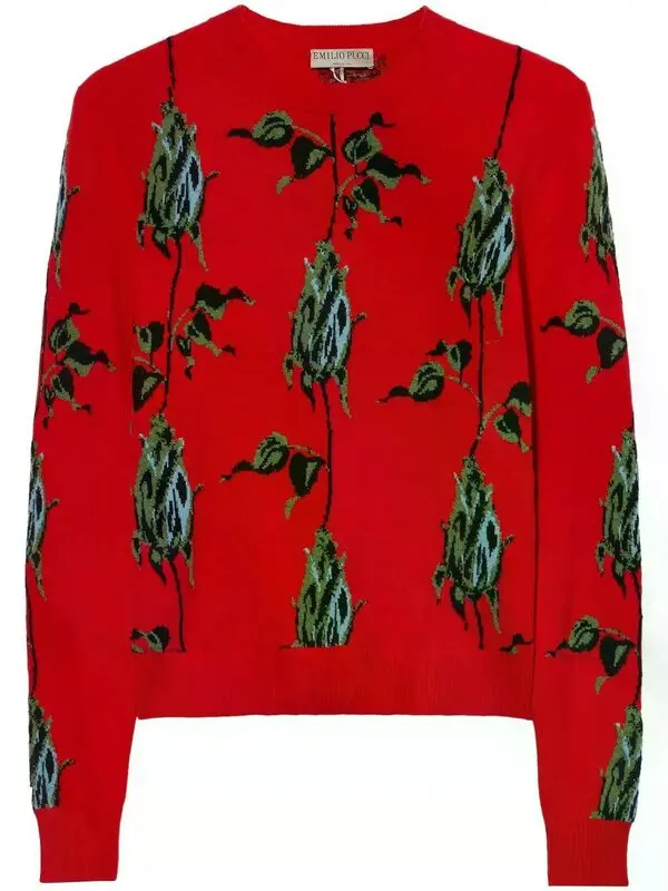Emilio Pucci Floral Woollen Jumper - Red