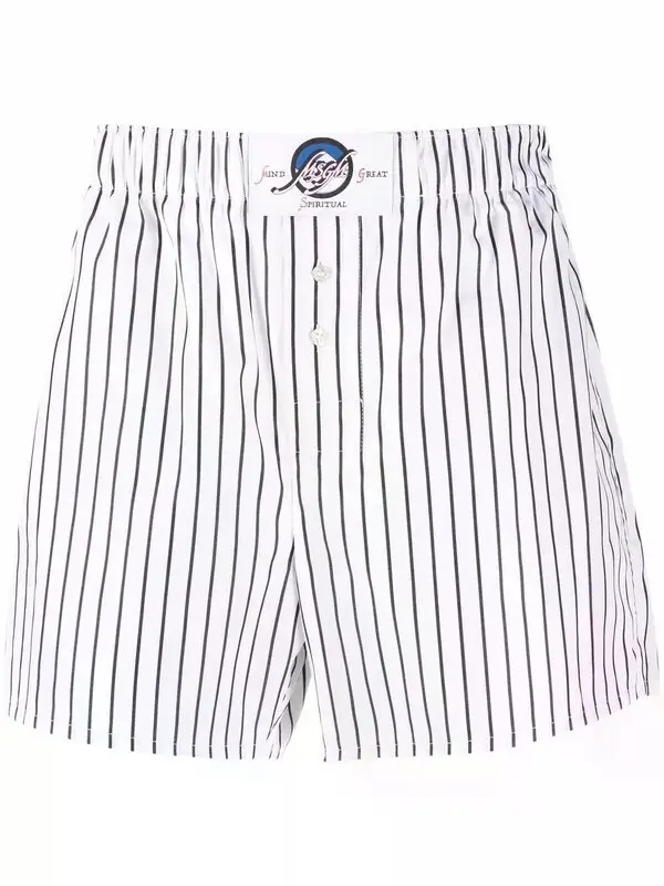 MSGM Logo-patch Striped Boxers - White