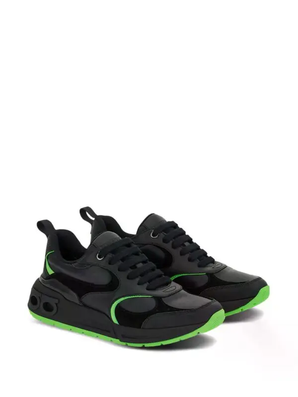 FERRAGAMO Two-tone Lace-up Sneakers - Black