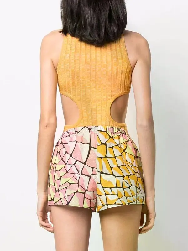 Emilio Pucci Cut-out Silk Bodysuit - Orange